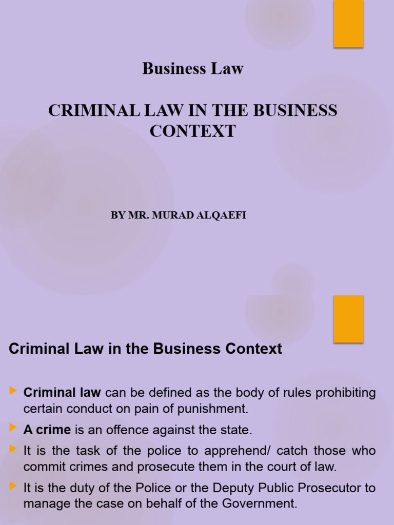 Criminal Law in The Business Context | PDF | Burden Of Proof (Law) | Crimes