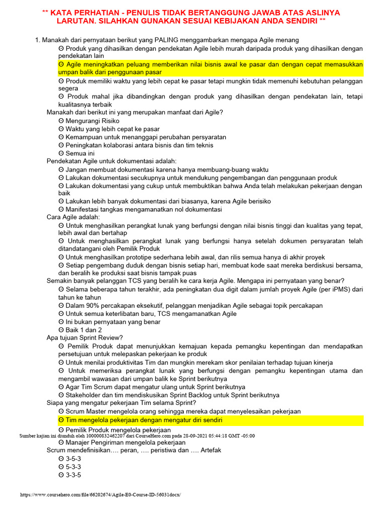 Agile E0 Course ID 56031 | PDF | Bisnis