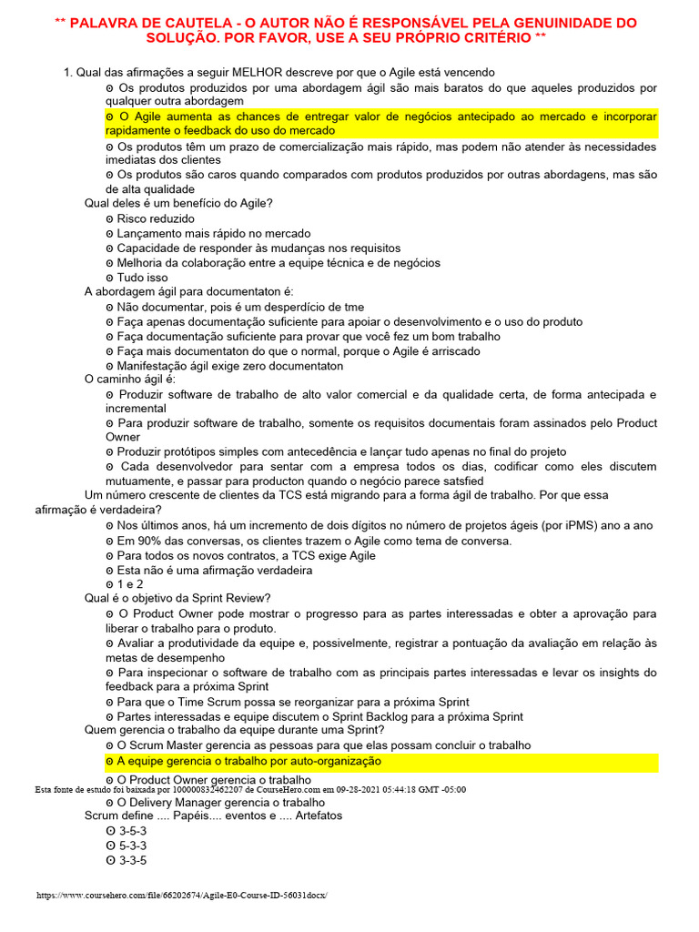 Agile E0 Course ID 56031 | PDF | Desenvolvimento ágil de software ...