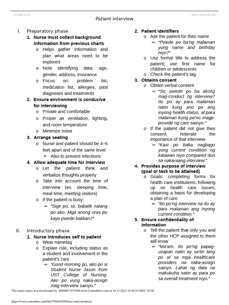 Patient Interview | PDF | Nursing | Patient