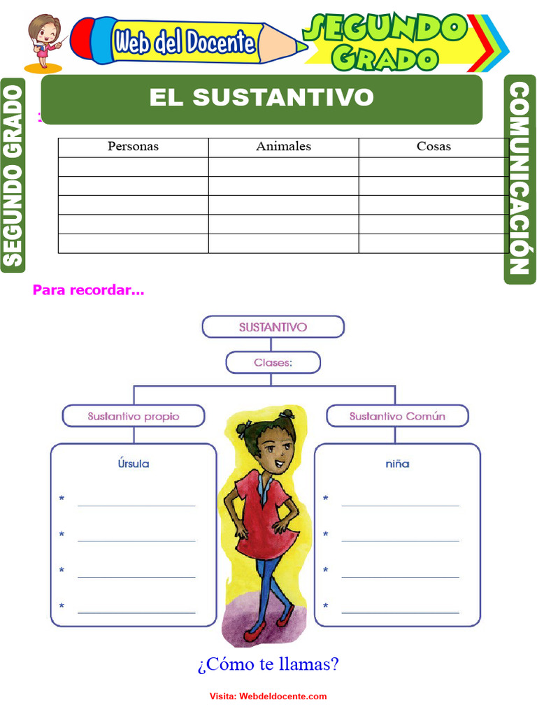Clases de Sustantivo para Segundo Grado de Primaria | PDF | Sustantivo ...