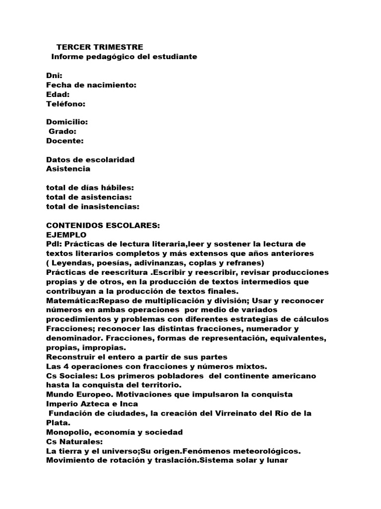 Informe Final | PDF | Educación primaria | Aprendizaje