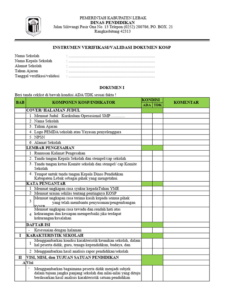 (Revisi) Instrumen Verval KOSP SMP 2023 2024 Hasil FGD - MKPS | PDF | Karier & Perkembangan