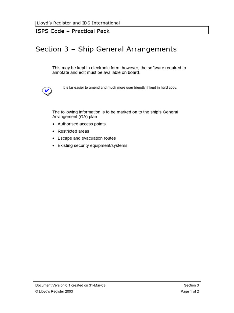 ISPS Code Ship General Arrangements Guide | PDF | Technology & Engineering