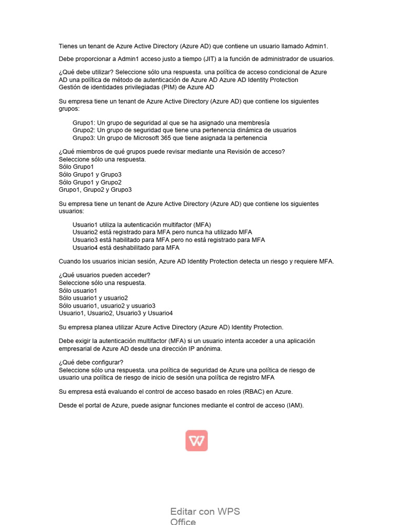 Preguntas sobre la renovación del Az 500 | PDF | Microsoft Azure | Computación en la nube