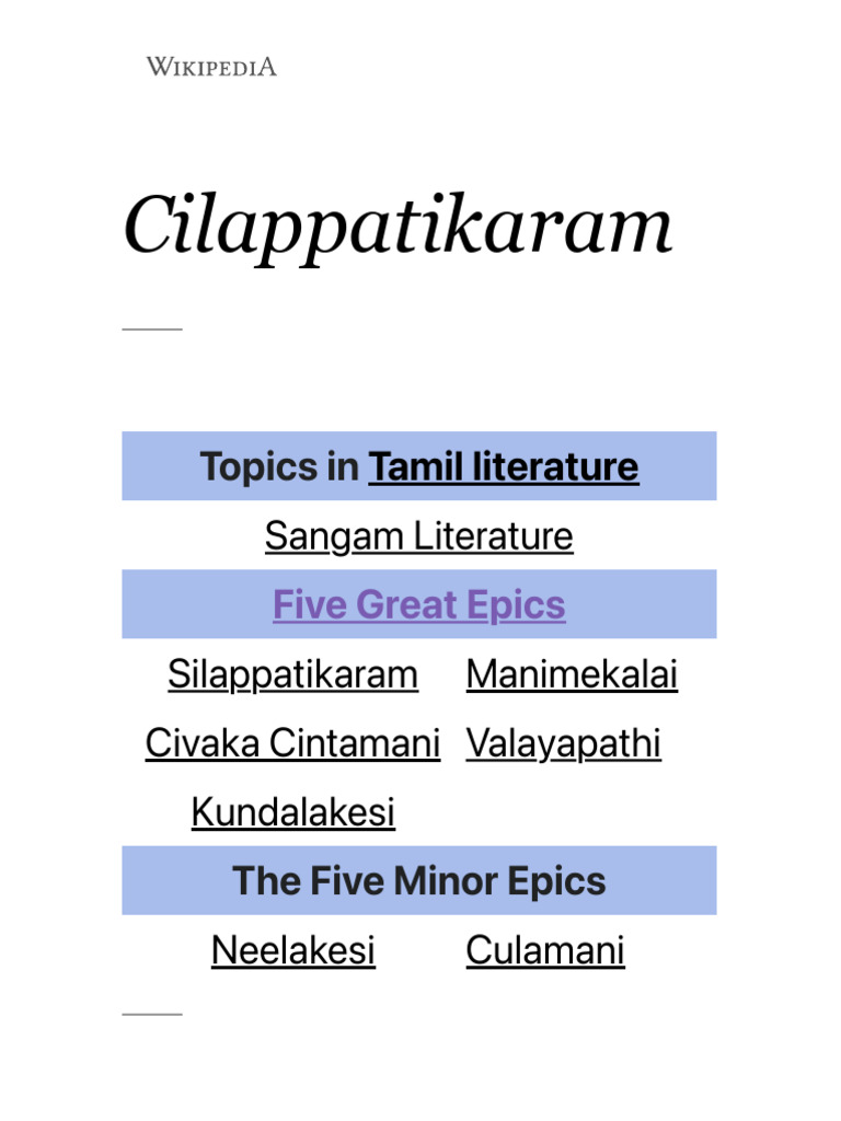 01 Cilappatikaram | PDF | Indian Religions | Tamils