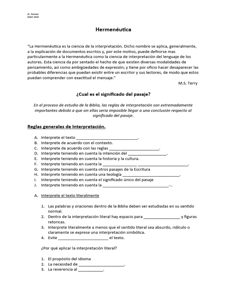 Taller - Hermenéutica - Pr. Giorgio Romani | PDF | Hermenéutica | Biblia