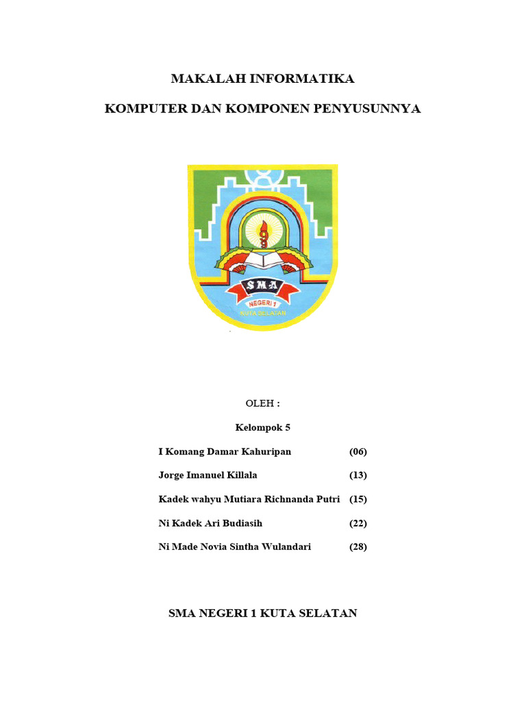 Makalah Informatika Komputer Dan Koponen Penyusunnya | PDF