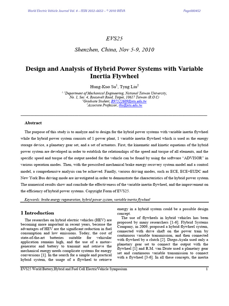 Design and Analysis of Hybrid Power Systems With Variable Inertia ...