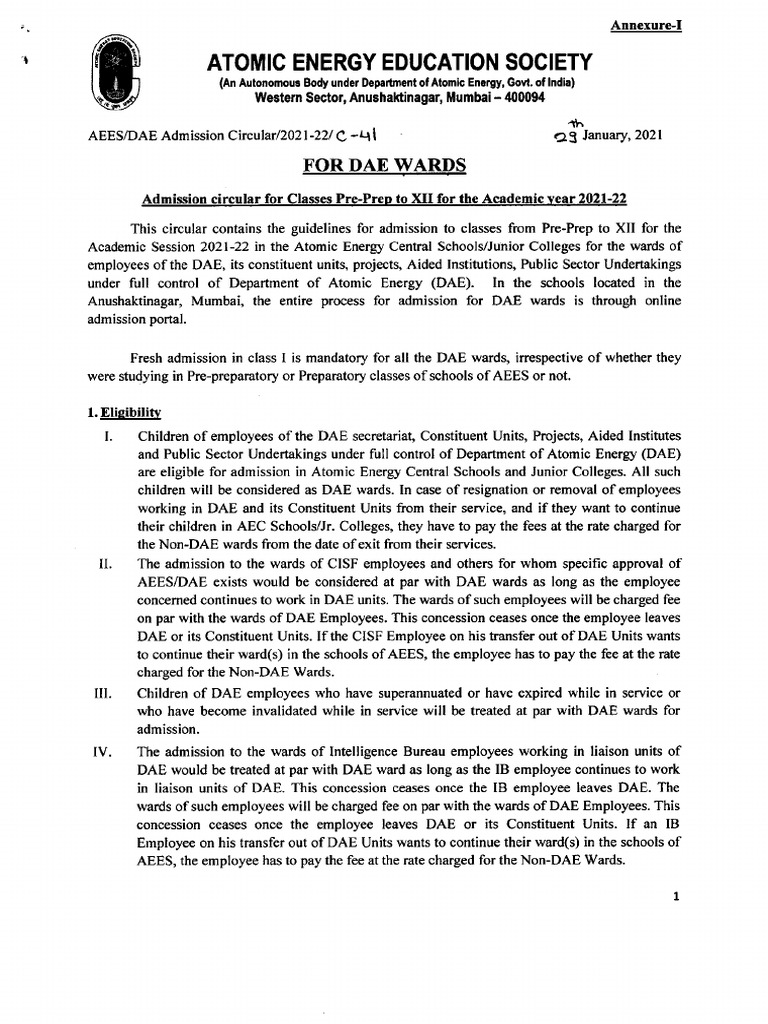 DAE Admission Circular | PDF