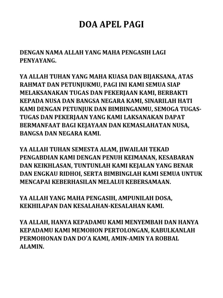 Doa Apel Pagi | PDF