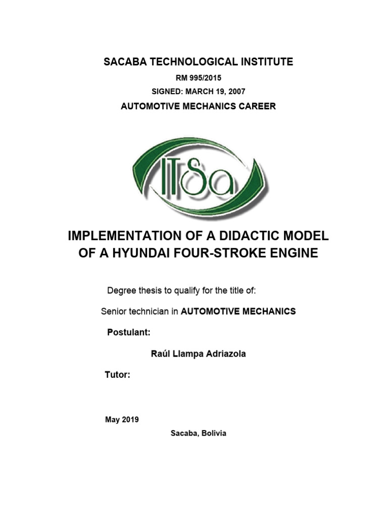 Automotive Mechanic Degree Project | PDF
