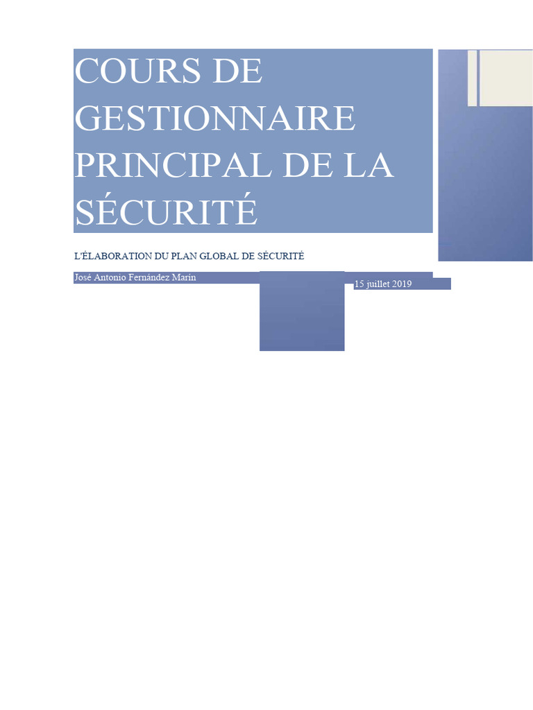 Plan de Sécurité Global - 2019 | Descargar gratis PDF | Sécurité | Risque