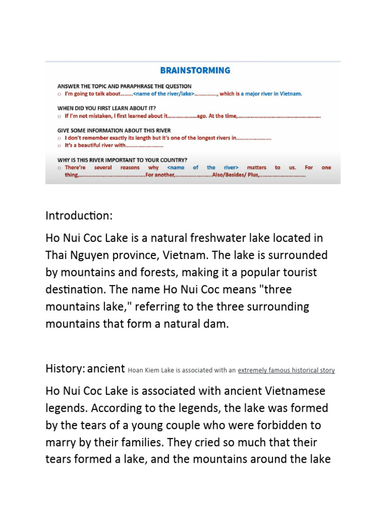 Ho Nui Coc Lake: Tourism and Ecology | PDF