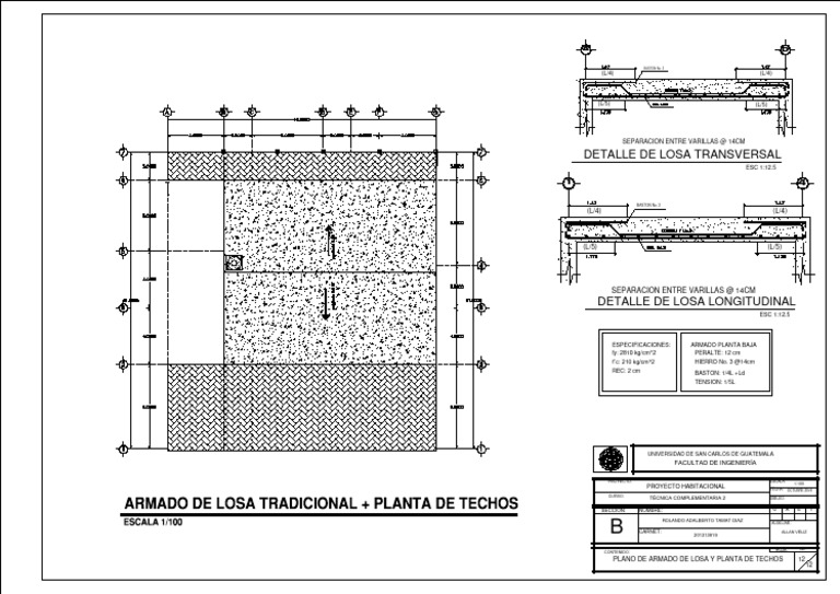 Plano Armado de Losa + Planta de Techos | PDF