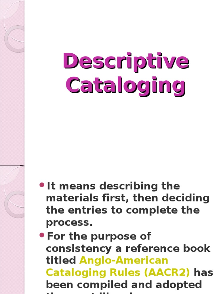 Descriptive Cataloging | PDF | Cataloging | Books