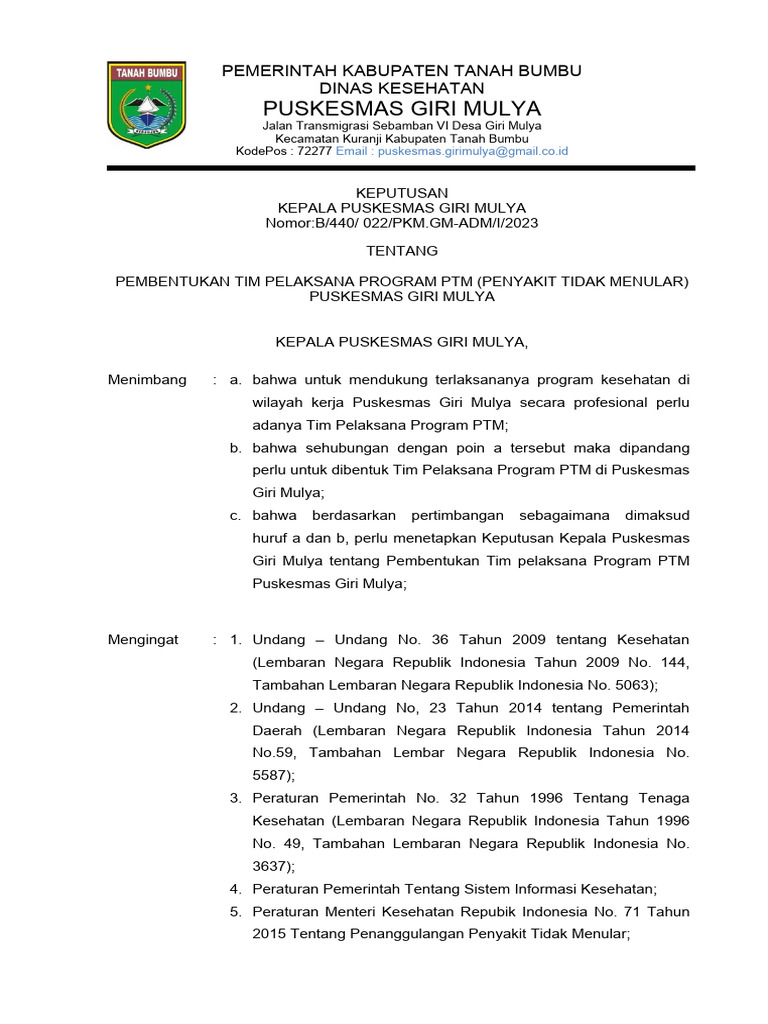 SK Tim PTM | PDF