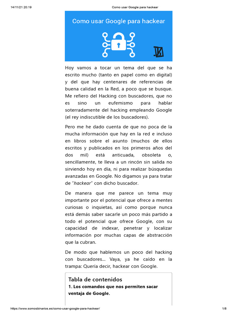 Como usar Google para hackear | PDF | Red mundial | Internet y web