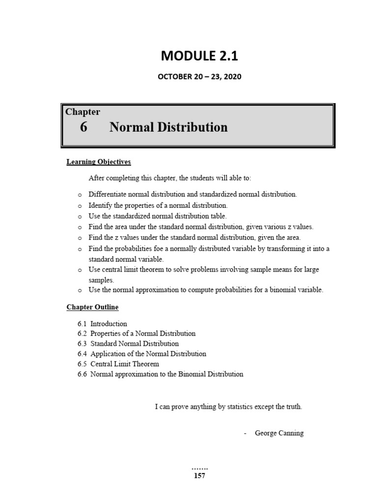 MATH 121 (Chapter 6) - Normal Distribution | PDF | Normal Distribution | Probability Distribution