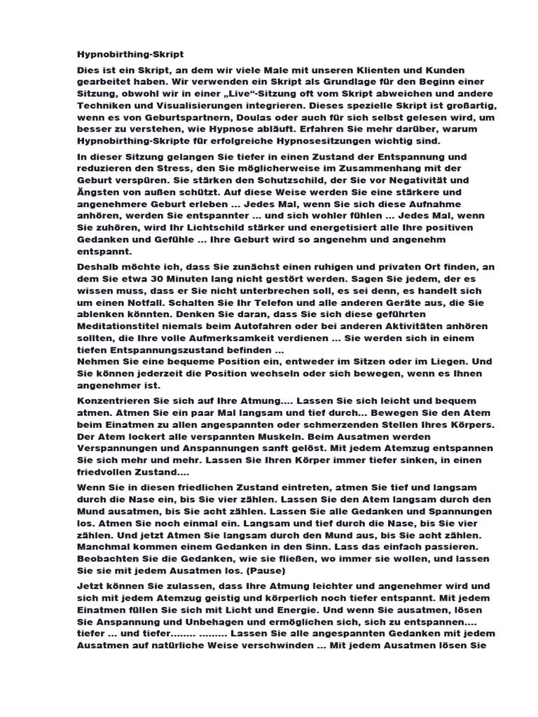 Hypnobirthing Script | PDF
