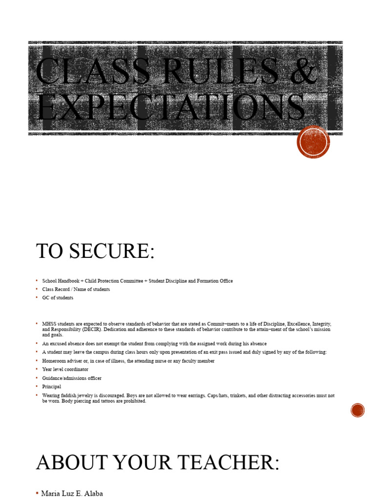 Class Rules & Expectations | PDF | Career & Growth