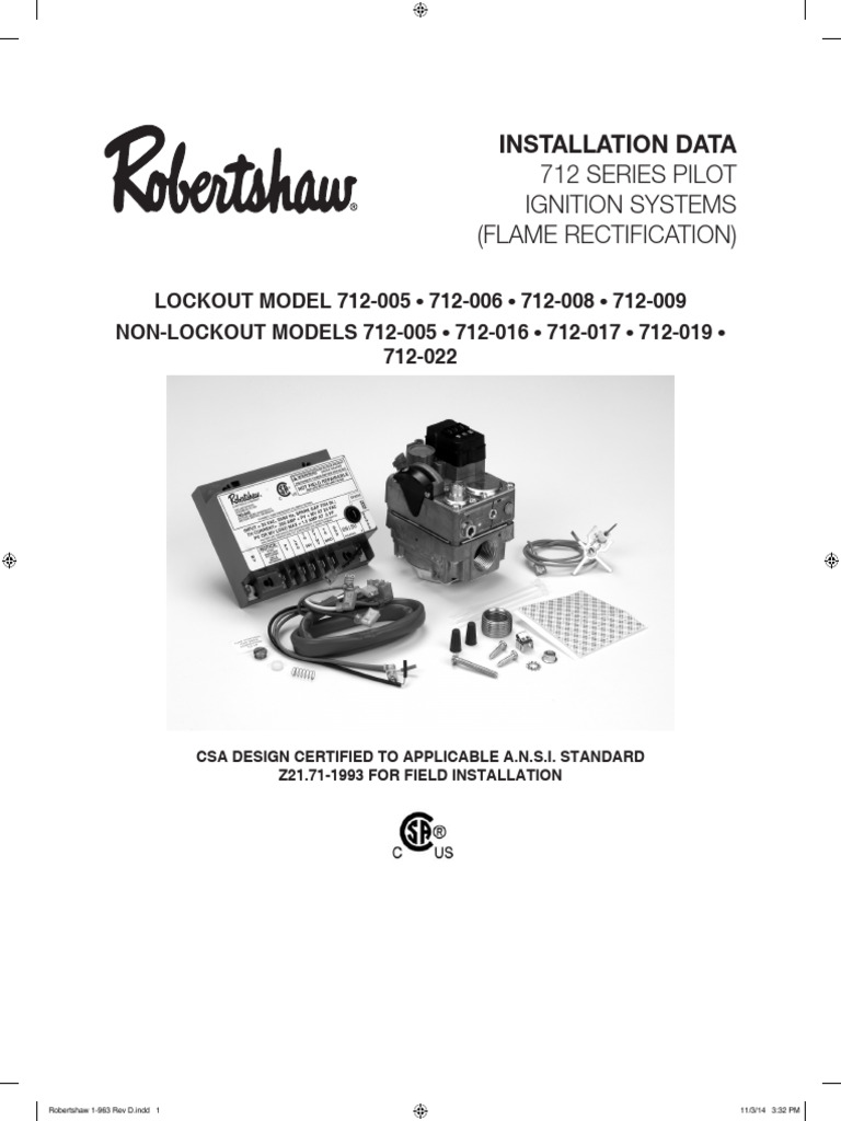 712 Series Pilot Ignition Systems (Flame Rectification) : Installation ...