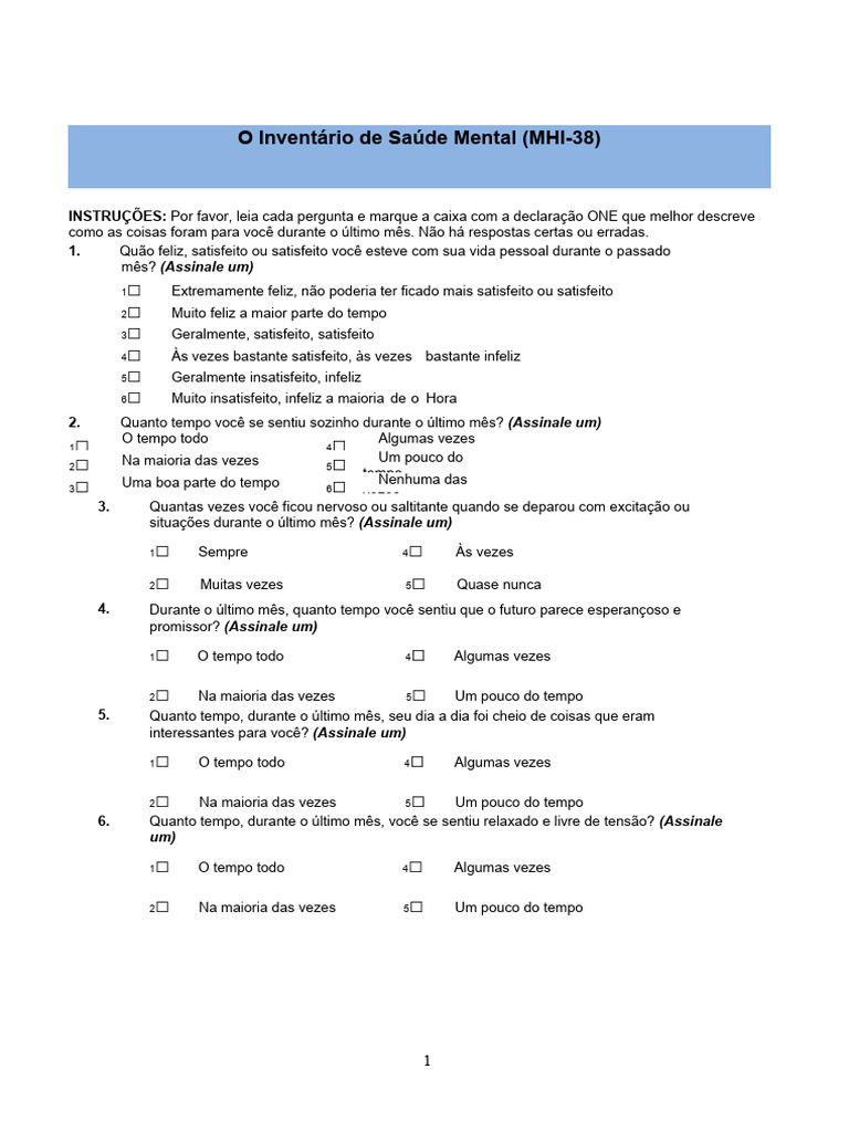 Mhi 38 | PDF | Afeto (Psicologia) | Depressão