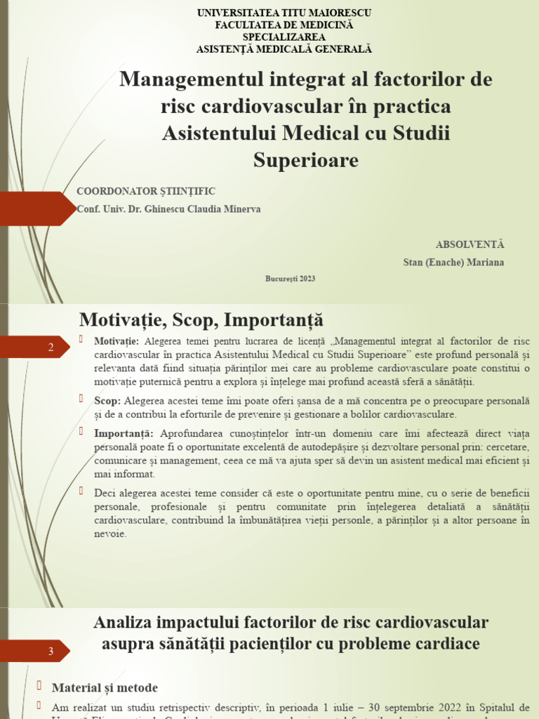 Managementul Integrat Al Factorilor de Risc Cardiovascular PPT Licenta ...