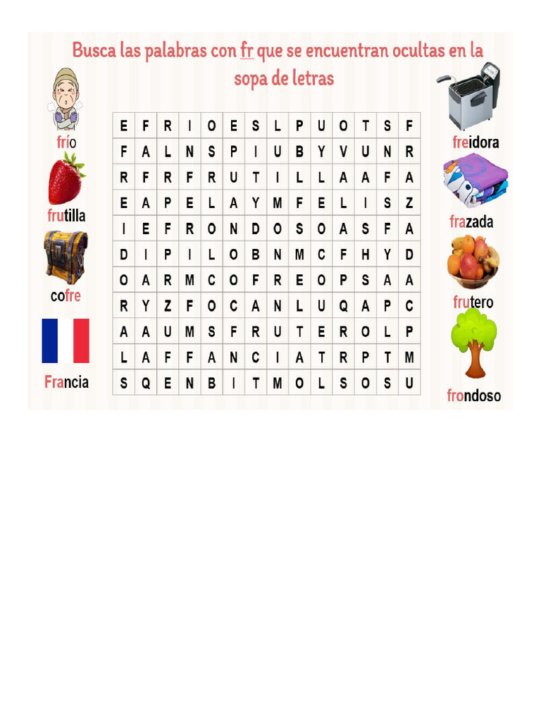 Sopa de Letras Grupos Consonanticos FR | PDF