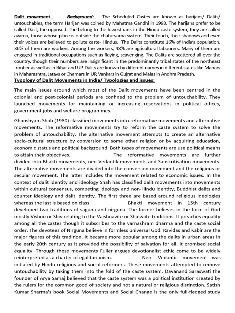 Dalit Movement | PDF | Dalit | Indian Religions