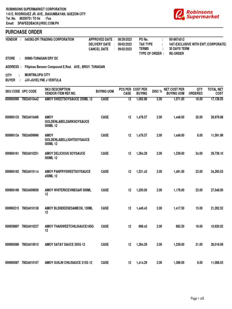 Purchase Order | PDF | Invoice | Business Economics