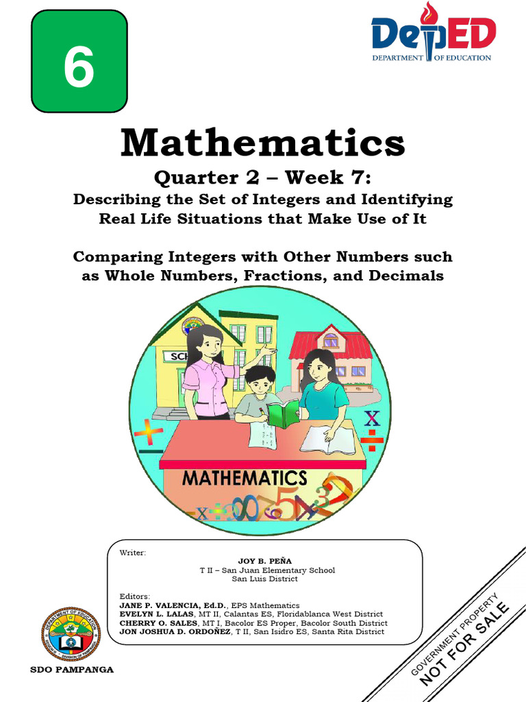 Math - Gr6 - Q2 - Week 07 - Describing The Set of Integers and Identify ...