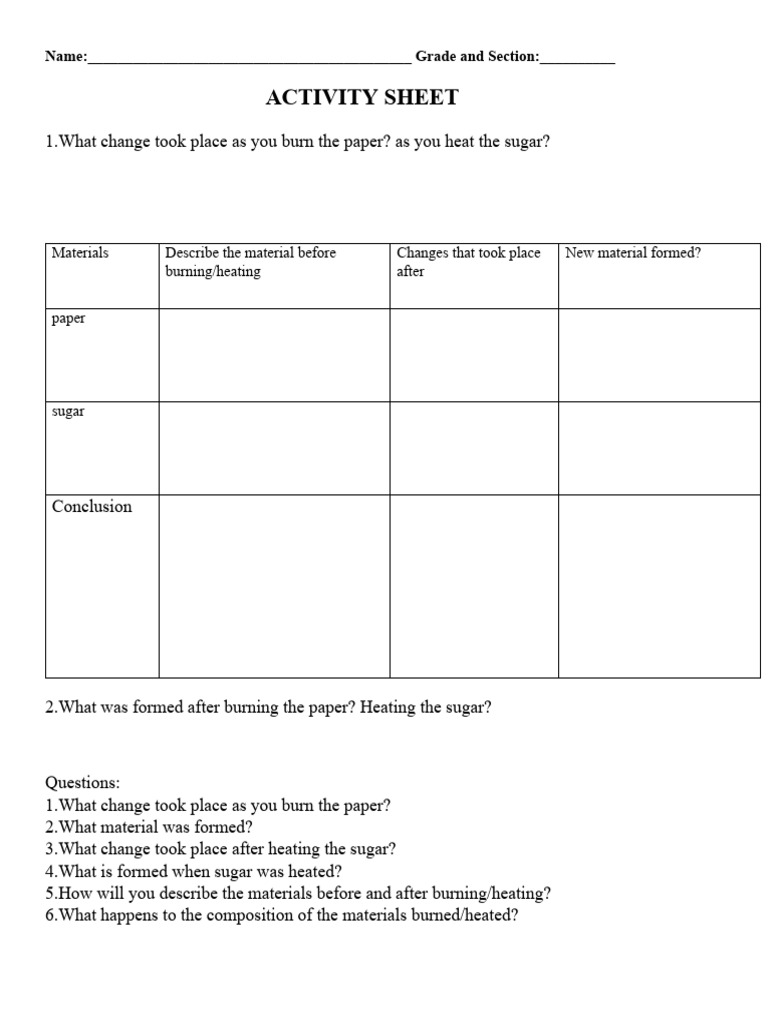 Activity Sheet Science V | PDF | Self-Improvement | Science & Mathematics