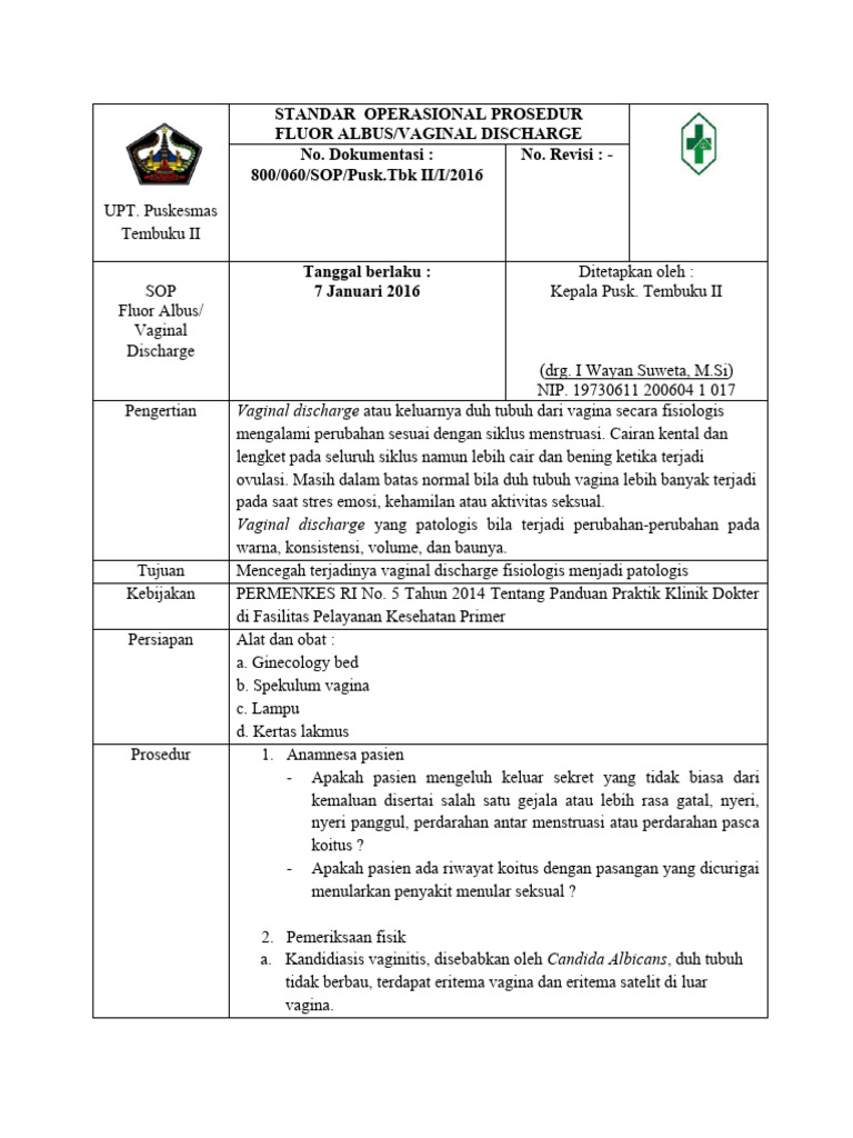 Sop Fluor Albus | PDF | Kesehatan Holistik