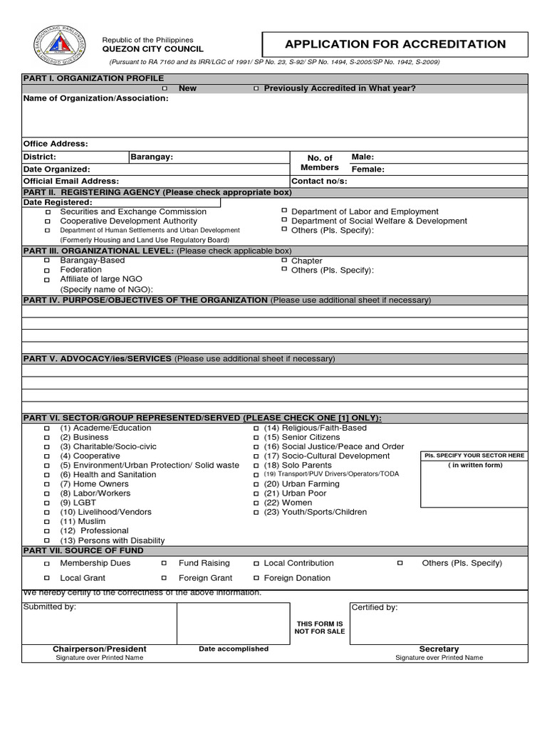 Application For Accreditation Pdf Non Governmental Organization