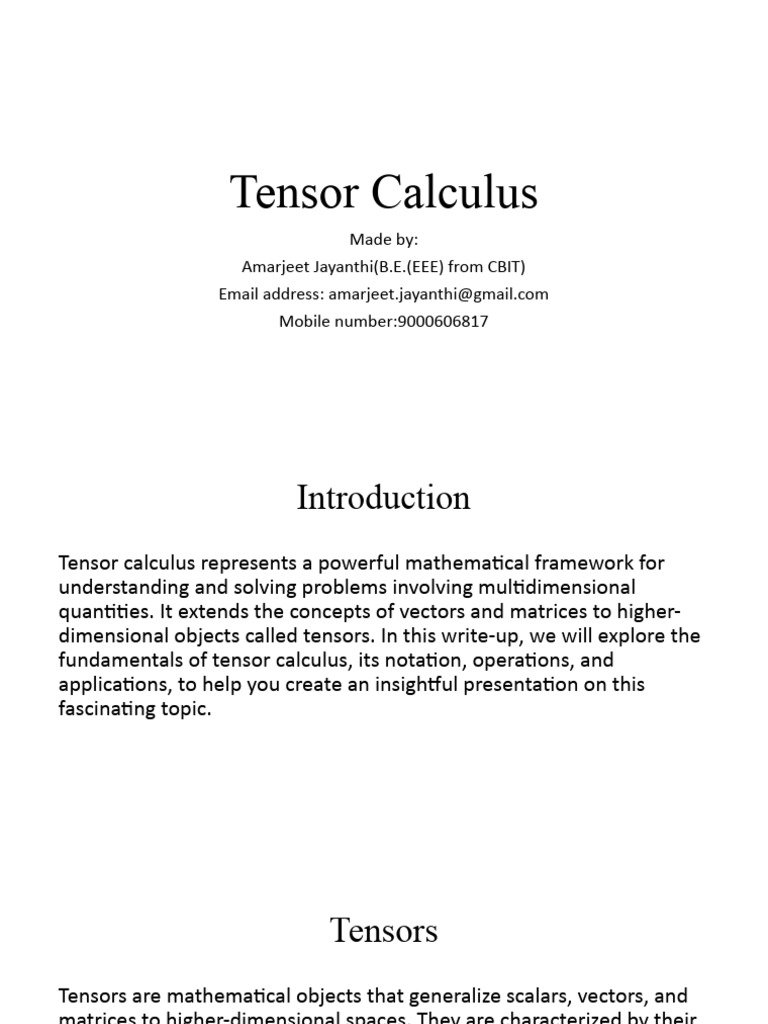 Tensor Calculus | PDF