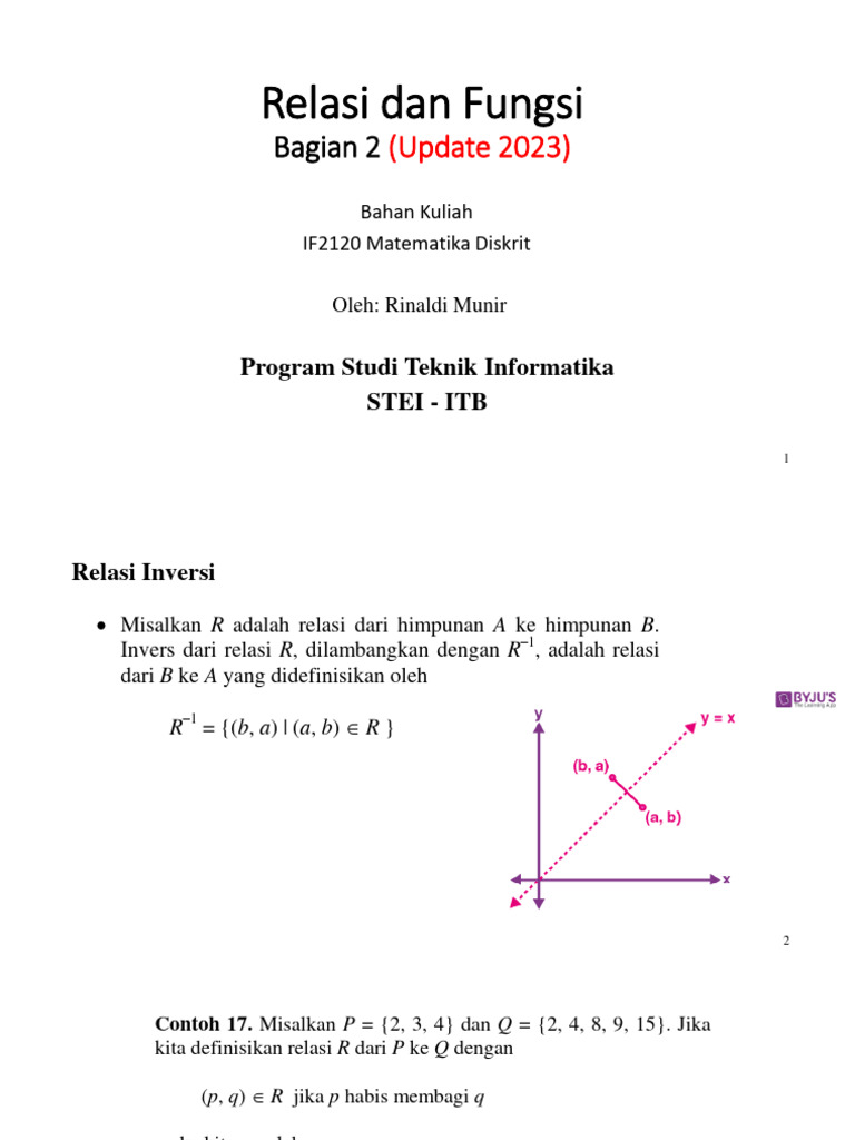 Contoh Relasi dan Fungsi Matematika | PDF