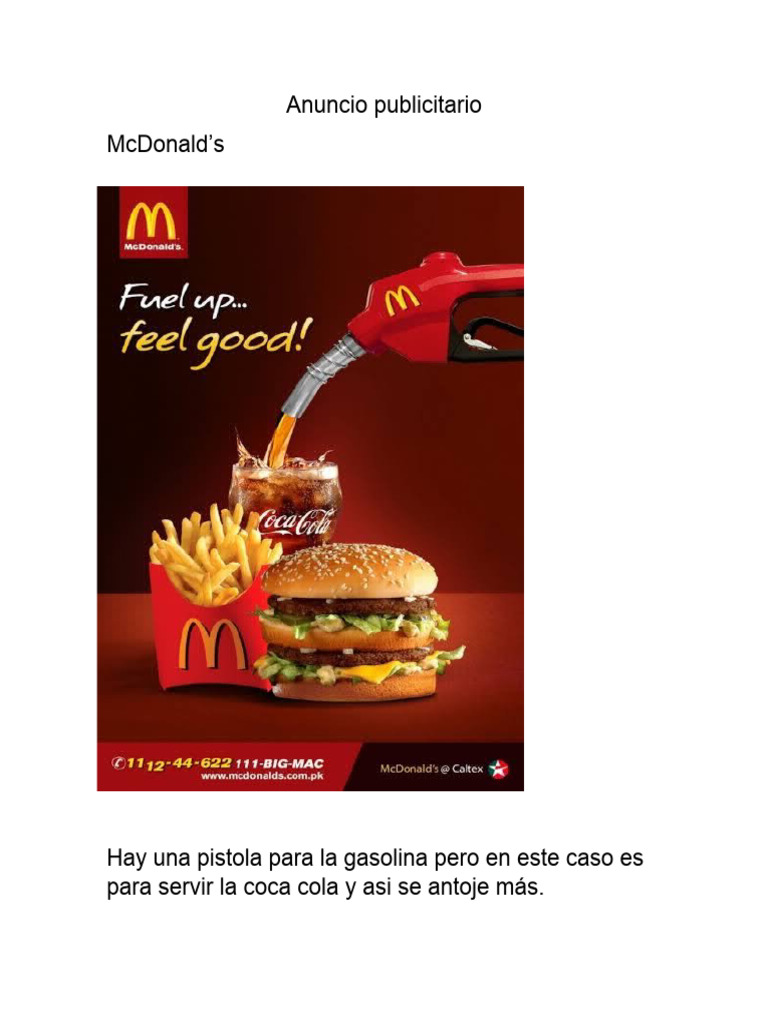 Anuncio Publicitario Mcdonald'S | PDF
