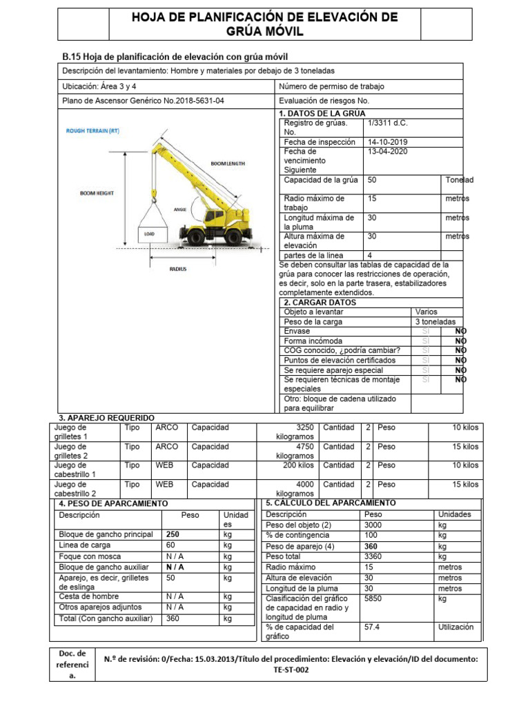 Plano de elevación | PDF | Grúa (máquina)