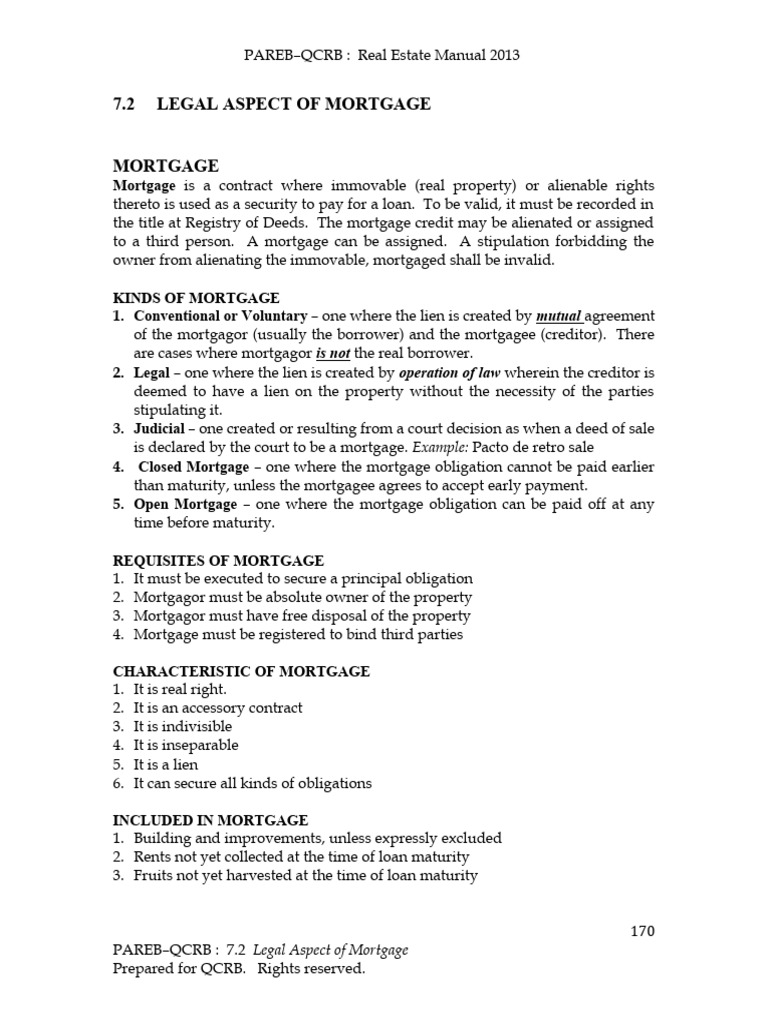 Legal Aspect of Mortgage | PDF | Mortgage Law | Foreclosure