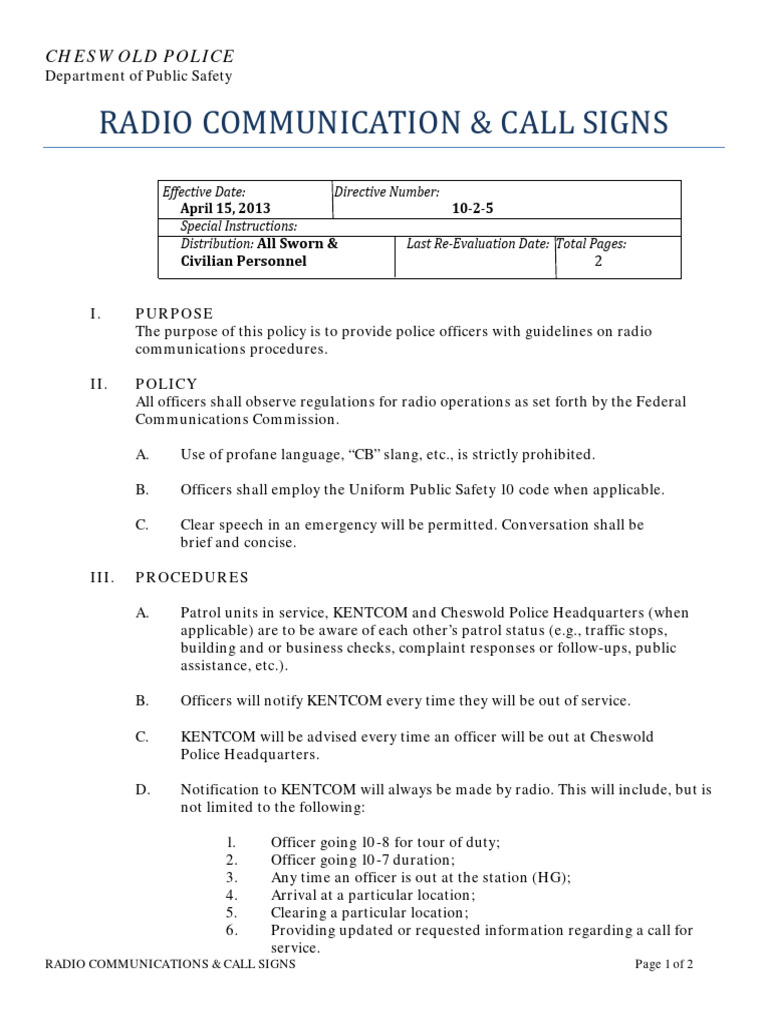 Radio Communication Call Signs | PDF | Technology & Engineering