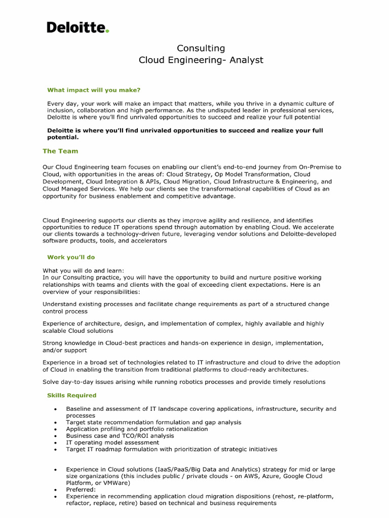 BO Cloud Analyst | PDF