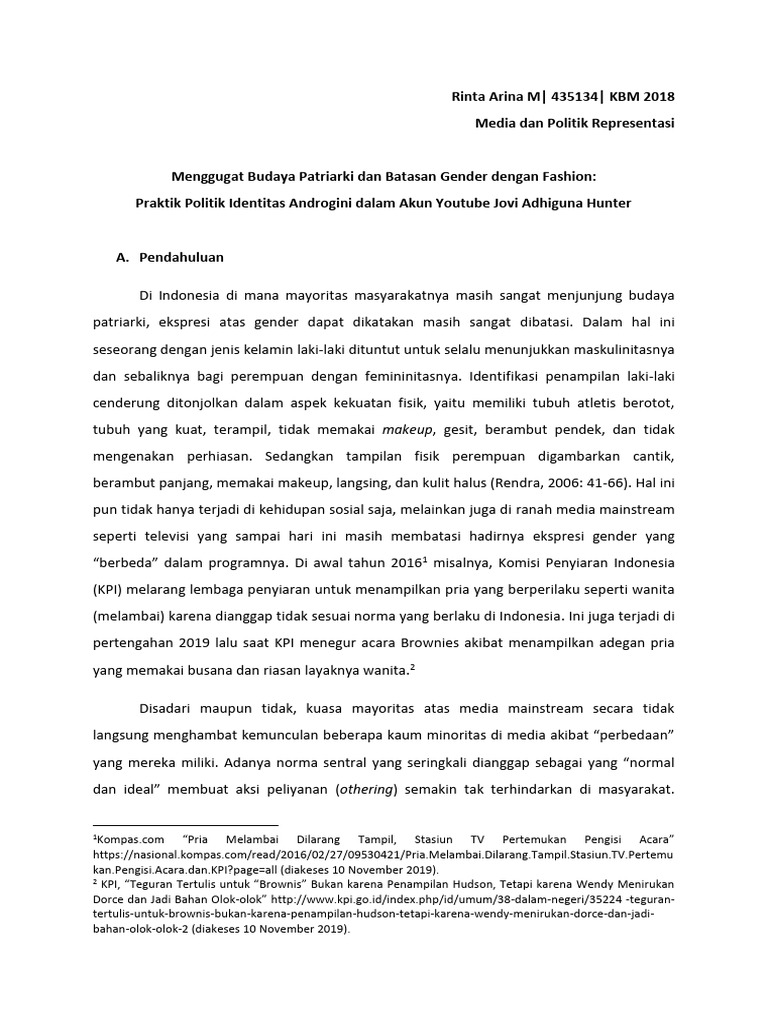 Menggugat Budaya Patriarki Dan Batasan Gender | PDF