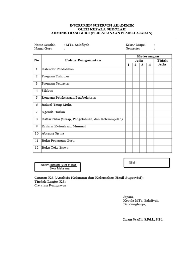 FORM SUPERVISi | PDF