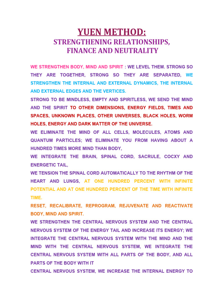 Yuen Method Strengthening Relationships and Finances | PDF | Nervous ...