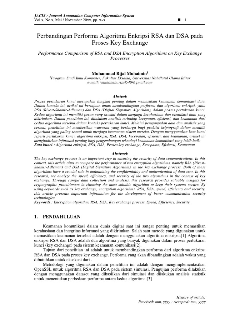 Perbandingan RSA dan DSA | PDF | Metode & Bahan Ajar