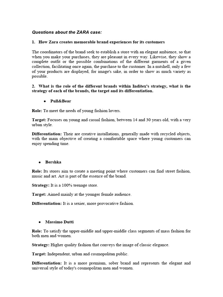 ZARA Case Questions | PDF | Business | Lifestyle