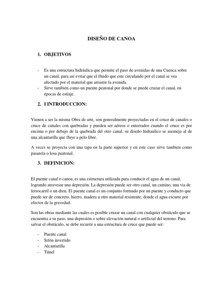 Diseño y Función de Canoas en Canales | PDF | Canal | Puente