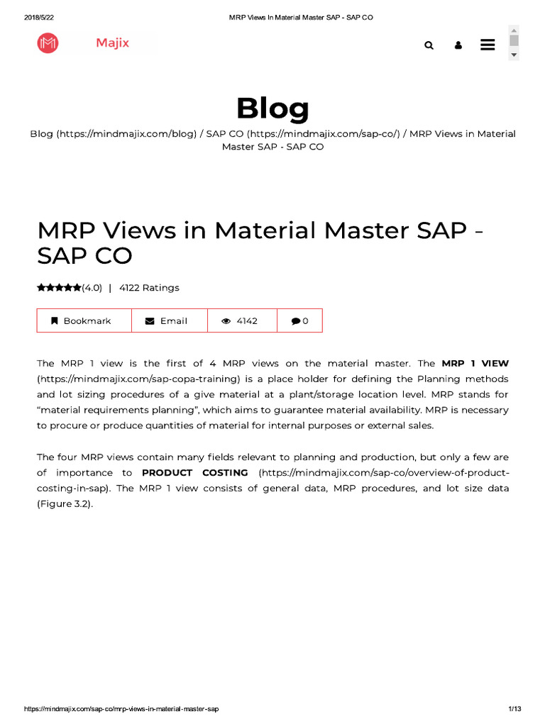 SAP Material Master MRP Views Guide | PDF