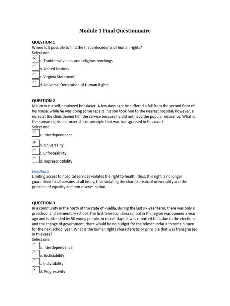 Final Questionnaire of Module 1 | PDF
